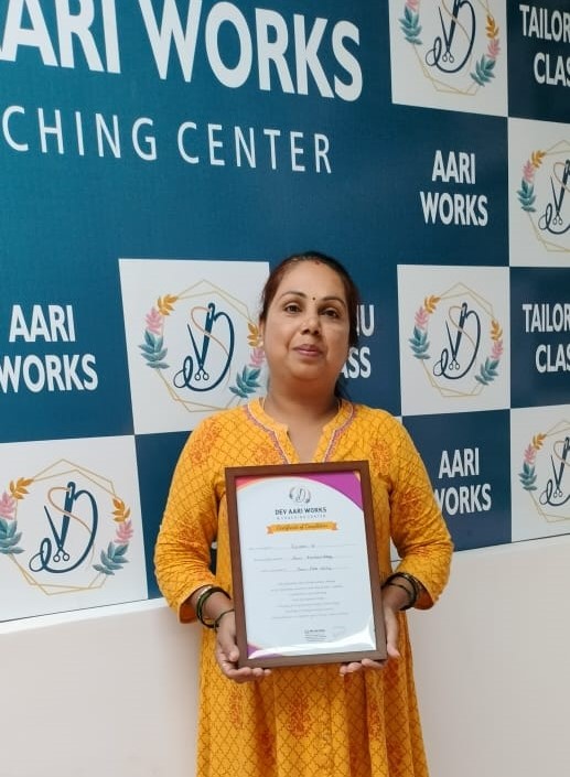 Course completion of our student – Dev Aari works and Coaching Center