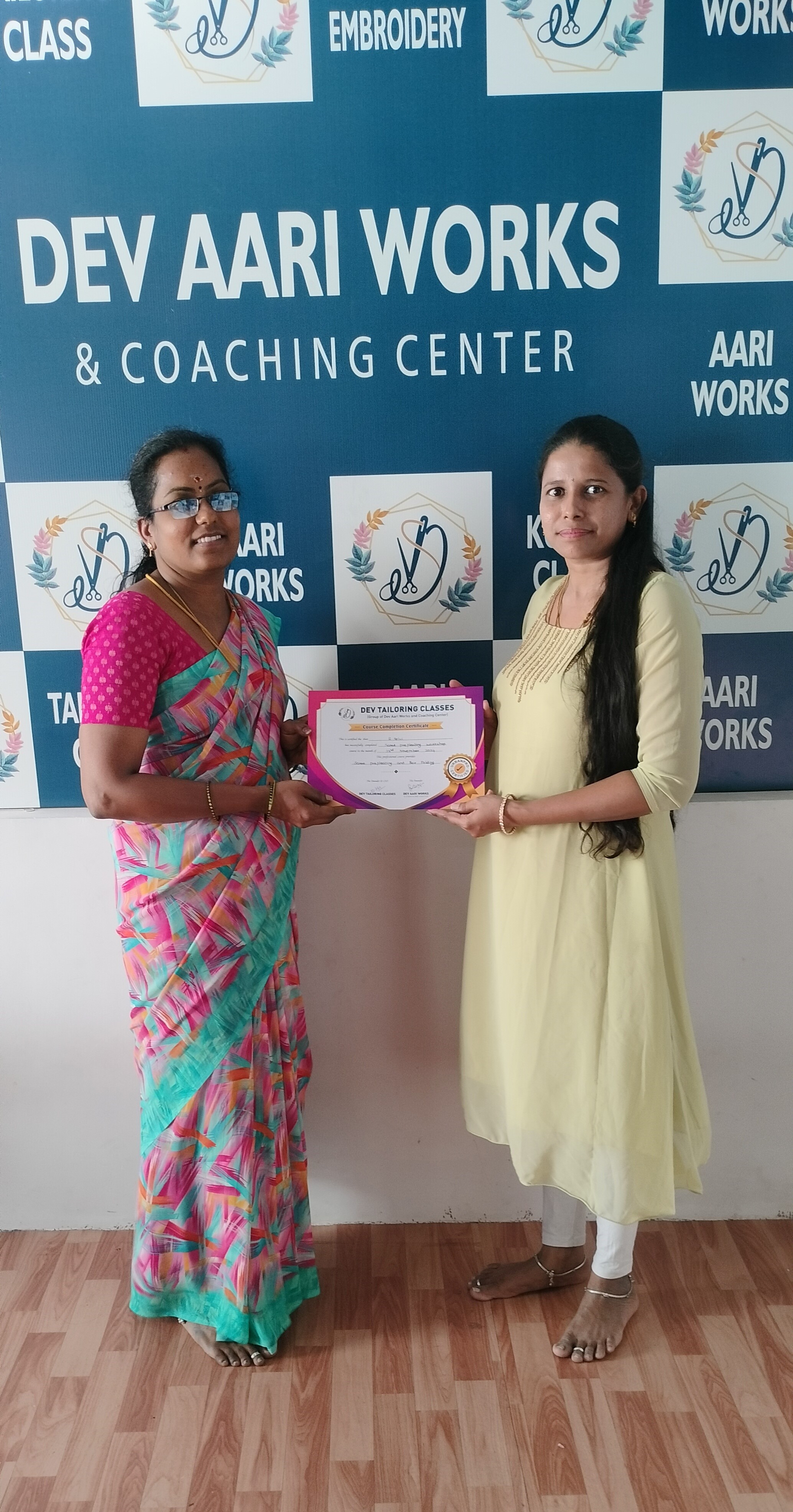 Saree draping classes near me – Dev Aari works and Coaching Center